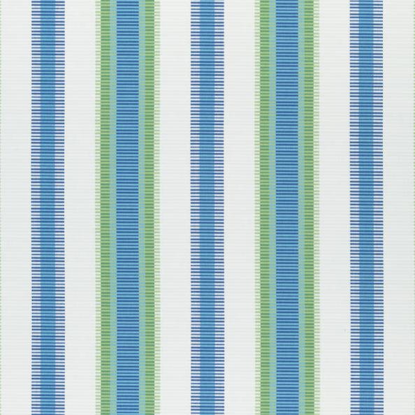 2.6 Yards of Thibaut Samba Stripe Royal Blue and Green Inside/Out Fabr ...